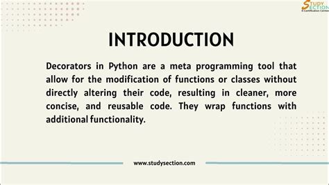 A Complete Guide To Decorators In Python By Studysection Youtube