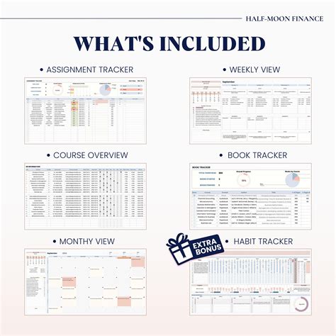 Assignment Tracker Babe Academic Planner University Class Schedule Monthly Task Tracker