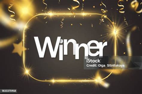 우승자를 위한 배너 템플릿입니다 벡터 일러스트 레이 션 와 3d Gravity Text 색종이 조각이 있는 골드 프레임 Celebrate Brooklyn에 대한 스톡 벡터