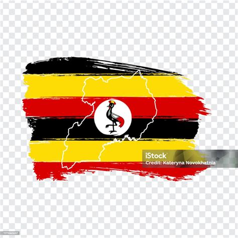 브러시 스트로크와 빈지도 우간다에서 플래그 우간다 높은 품질의지도 우간다와 투명 배경에 플래그 아프리카 스톡 벡터입니다 벡터 일러스트 레이션 Eps10 0명에 대한 스톡