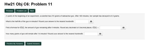 Solved Hw21 Obj C6 Problem 11 Previous Problem List Next 1 Chegg Com