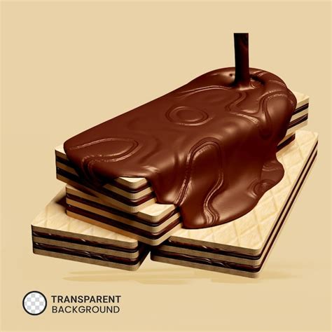 Реалистичная шоколадная вафля изолированный 3d объект прозрачный фон сгенерированный Ai