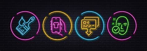 카드 쇼핑 앱 및 브러시 최소 선 아이콘 웹 응용 프로그램 인쇄용 네온 레이저 3d 조명 벡터 3차원 형태에 대한 스톡 벡터 아트 및 기타 이미지 Istock