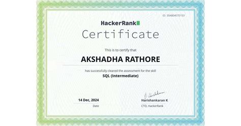Hackerrank Skill Certificate Akshadha Rathore