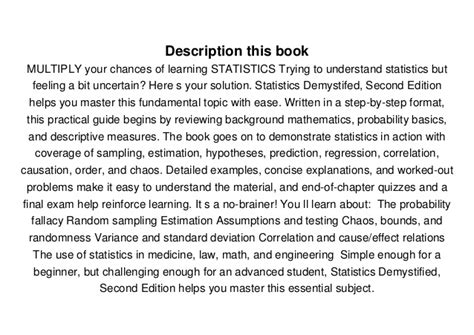Statistics Demystified Pdf Portlandclever