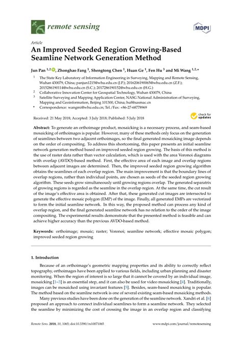 Download Pdf An Improved Seeded Region Growing Based Seamline Network Generation Method