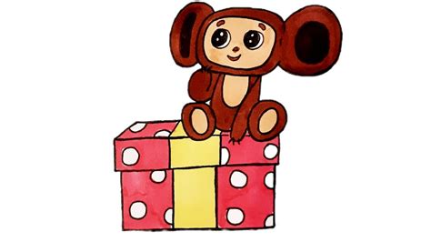 Как нарисовать ЧЕБУРАШКУ С ПОДАРКОМ Youtube