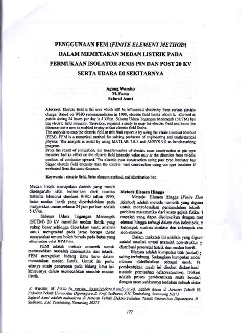 Pdf Penggunaan Fem Finite Element Method Dalam Memetakan Medan Listrik Pada Permukaan