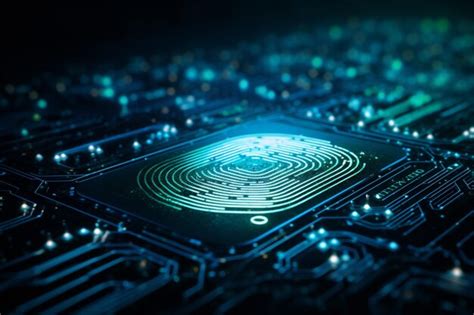 premium photo fingerprint scan and binary code on a deep blue background