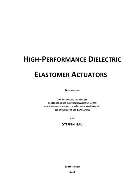 Pdf High Performance Dielectric Elastomer Actuators