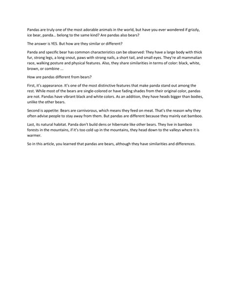 Panda Vs Bear Similarities And Differences