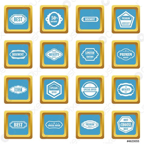 Golden Labels Icons Azure Stock Vector 4623055 Crushpixel