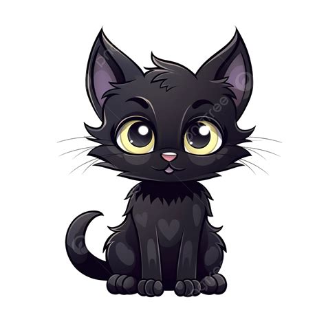 Black Cat Halloween Cat Character Cartoon Trendy Kitten Stock Vector Illustration Isolated