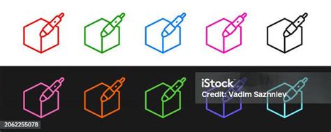흑백 배경에 고립 된 선 3d 펜 도구 아이콘을 설정합니다 벡터 개념에 대한 스톡 벡터 아트 및 기타 이미지 개념 검은색 공학 Istock