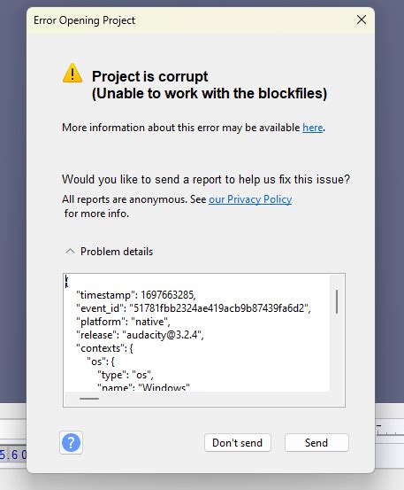 Corrupt File Unable To Work With The Blockfiles Windows Audacity Forum