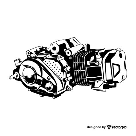 Motorcycle Engine Design Free Vector