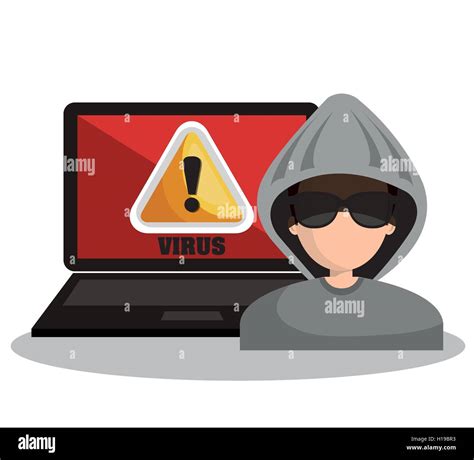 Warning Virus Hacker Laptop Graphic Stock Vector Image Art Alamy