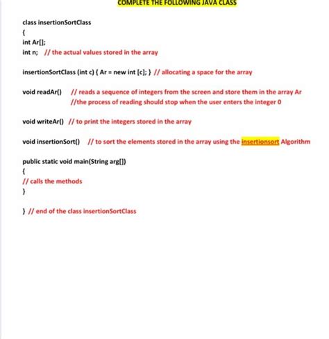 Solved Complete The Following Java Class Class