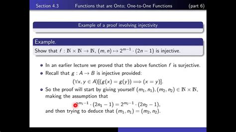 Section 43 Part 6 Example Involving Injectivity Youtube Section 43 Part 6 Example Involving Injectivity Youtube
