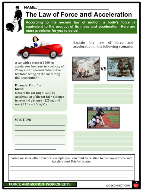 Force And Motion Worksheets Types Of Forces Newtons Law Of Motion