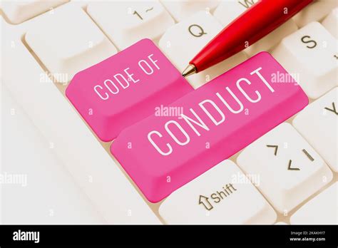 Text Sign Showing Code Of Conduct Word For Set Of Principles Are