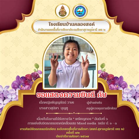 โรงเรียนบ้านคลองสงค์ โรงเรียนบ้านคลองสงค์ ขอแสดงความยินดี กับ ครูผู้ควบคุมการฝึกซ้อม และตัวแทน