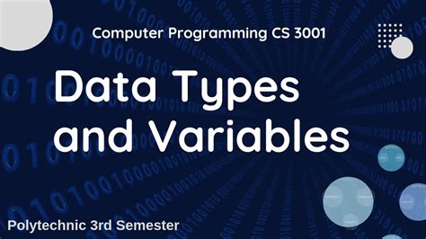 Data Types Variables Declaration Of Variables Youtube