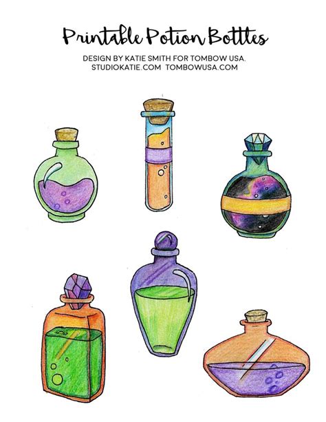 How To Draw Potion Bottles For Halloween With Tombow USA Bottle Drawing Potion Bottle Easy
