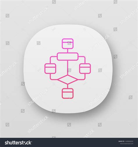 Vektor Stok Flowchart App Icon Diagram Visualization Process Tanpa