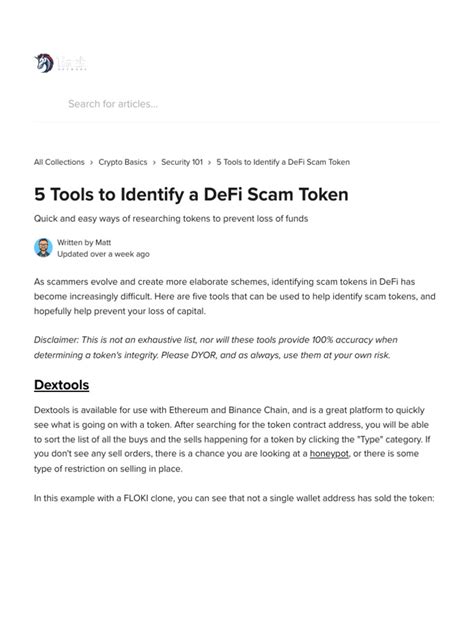 5 Tools To Identify A Defi Scam Token Download Free Pdf Cryptocurrency