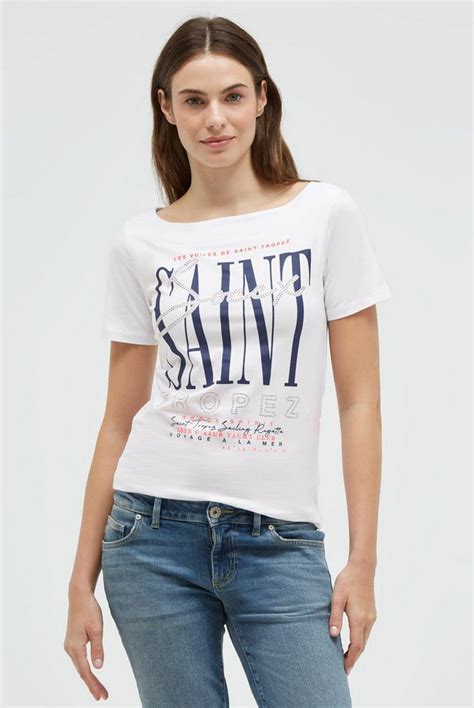 Soccx Rundhalsshirt Mit U Boot Ausschnitt Wording Print Mit Schmucksteinen