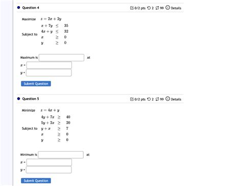 Solved Question 4 Maximum Is X Y Question 5 Minimum Is X Chegg Com
