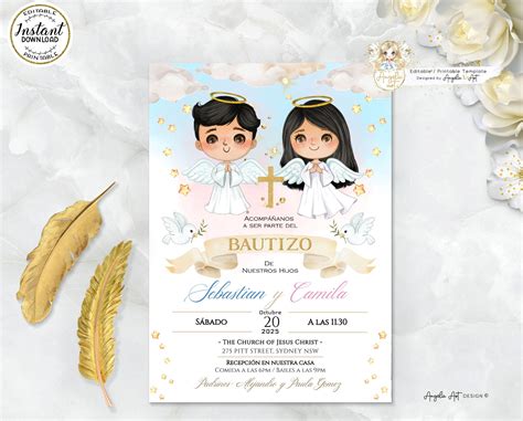 Invitaciones Bautizo Niño Y Niña Invitación De Bautizo Imprimible Invitación De Bautismo