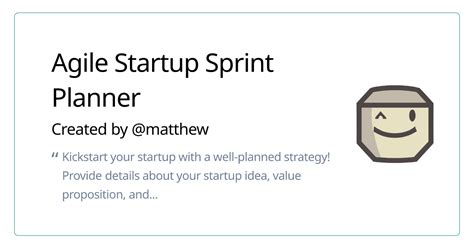 Agile Startup Sprint Planner