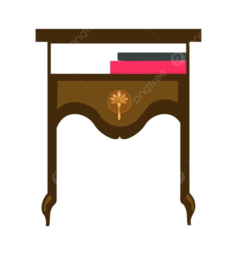 Art Nouveau Style Bedside Table With Booksisolated Vector Illustration Vector Room Table