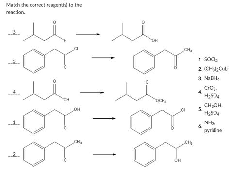 Solved Match The Correct Reagent S To The Reaction 1 6 2 Chegg Com