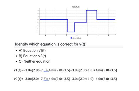 Solved Plot Of V T V T Vs T Sec Identify Which Equation Chegg Com