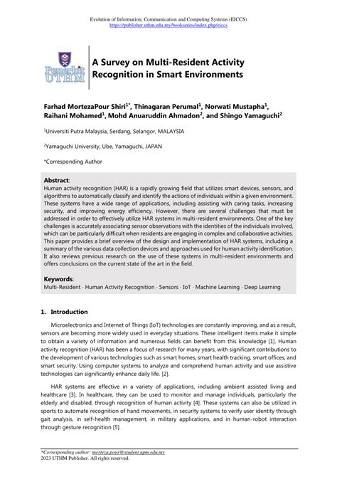Pdf A Survey On Multi Resident Activity Recognition In Smart Environments