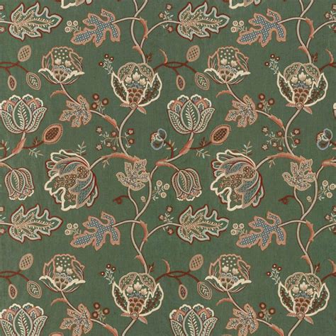 Theodosia Embroidery Bottle Green Fabric Melsetter Fabric And