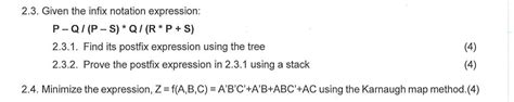 Solved 23 Given The Infix Notation Expression