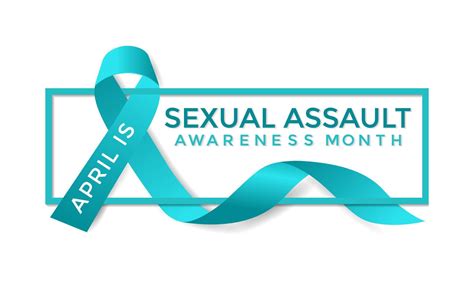 Sexual Assault Awareness Month Concept Banner With Teal Ribbon Vector