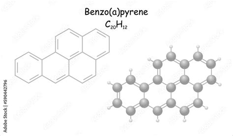 Stylized Molecule Model Structural Formula Of Benzo A Pyrene Substance Causes Cancer Stock