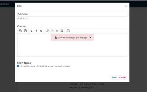Ojs 340 1 Custom Block Manager Error To Save If The Content Image Software Support Pkp