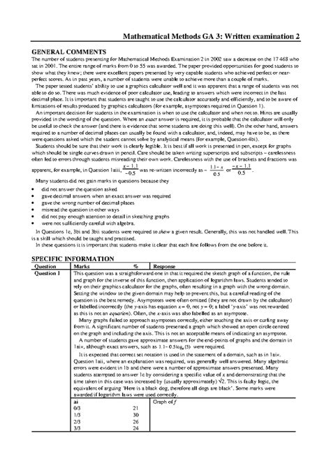 [methods] 2002 vcaa exam 2 assessment report mathematical methods ga 3 written examination 2