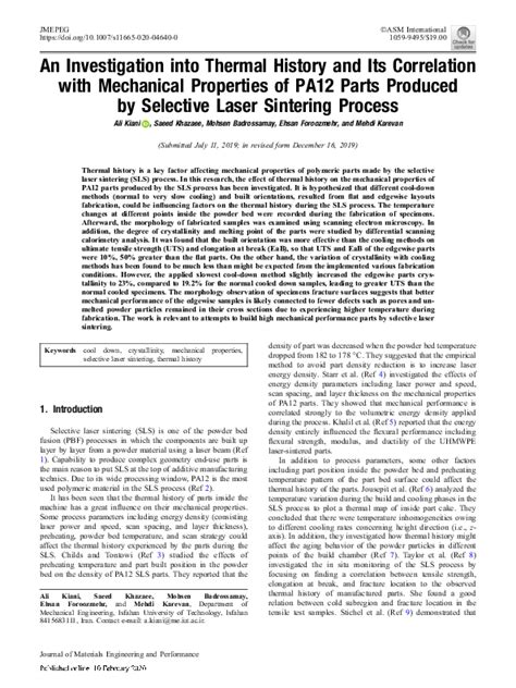 Pdf An Investigation Into Thermal History And Its Correlation With