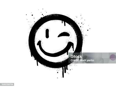 웃는 얼굴 이모티콘 문자 스프레이로 그린 그래피티는 흰색 위에 검은색으로 미소를 짓는다 흰색 배경에 격리되어 있습니다 벡터 그림 그래피티에 대한 스톡 벡터 아트 및 기타