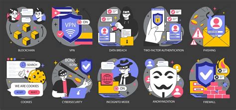 Premium Vector Data Privacy Dark Or Night Mode Set Cyber Or Web