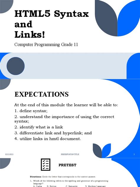Html5 Syntax And Download Free Pdf Hyperlink World Wide Web