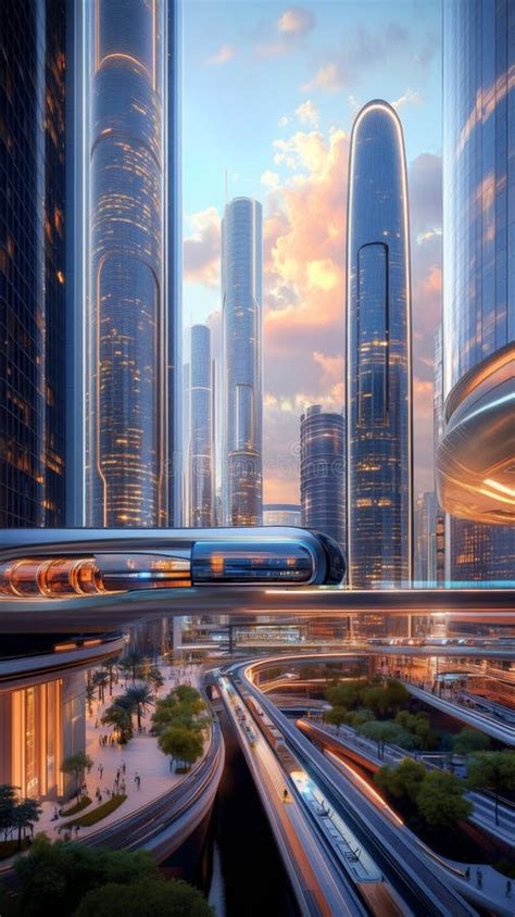 Futuristic Urban Connectivity In A Smart City With Sleek Infrastructure