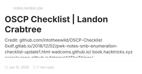Oscp Checklist Landon Crabtree